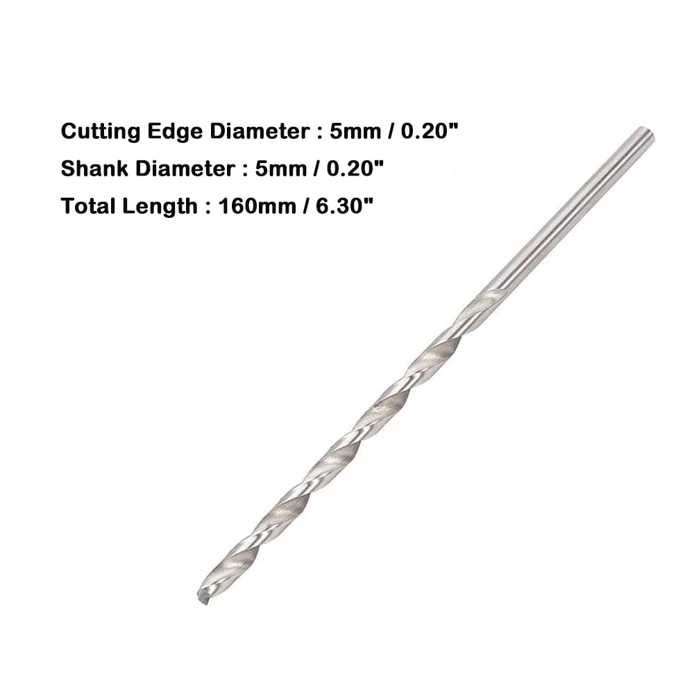 Utoolmart Round Shank Twist Drill Bits 5mm High Speed Steel 4341 with 5mm Shank 5 Pcs