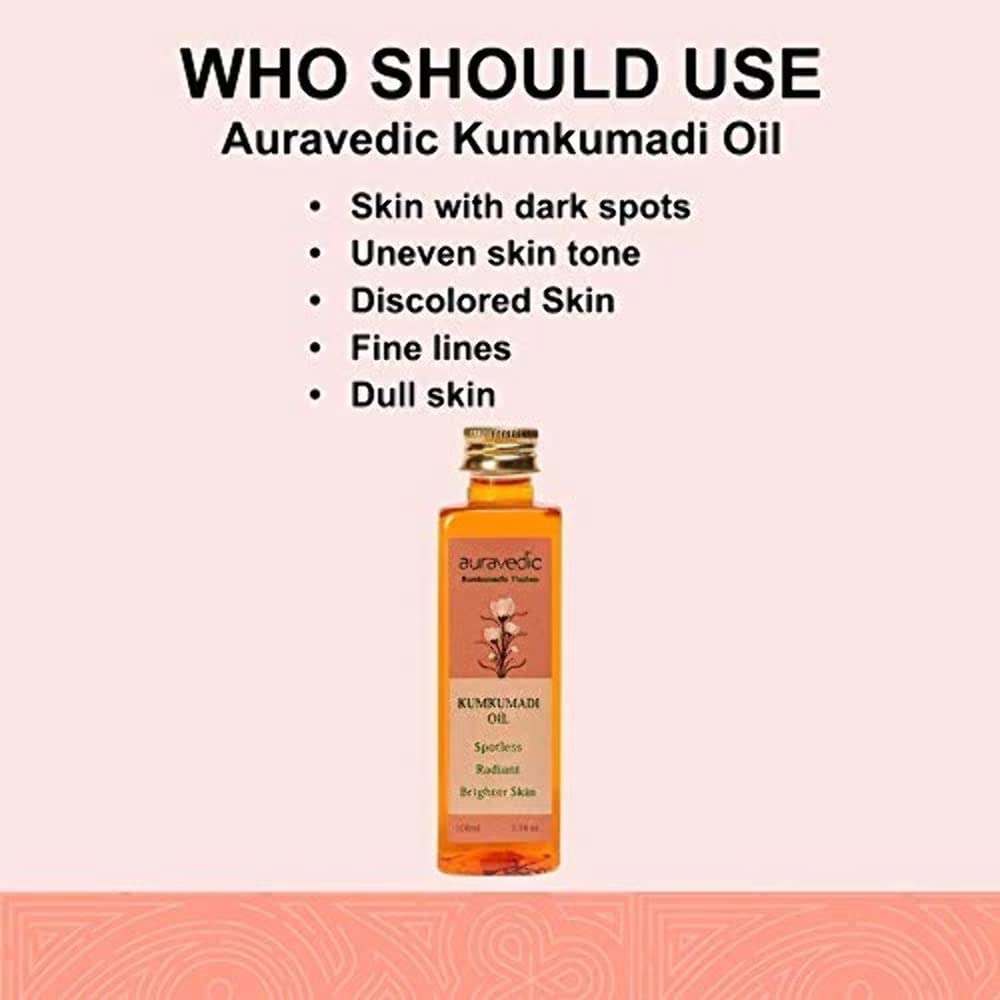 Auravedic Kumkumadi Oil Pure Saffron for Ultra Radiant Skin | 3.38 Fl Oz (100ml)