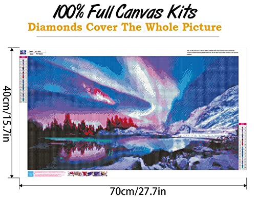 5D Diamond Art Painting,Large Aurora Diamond Painting Kits for Adults,DIY Full Drill Crystal Rhinestone Arts and Crafts,Gem Art Painting with Diamond Home Wall Decor Forest Lake (27.5 X 15.7inch)