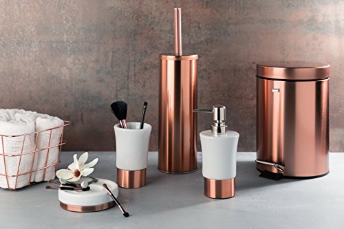 Axentia Riga Cosmetic Bin in Copper Pedal Bin 3L Cosmetic Bin Lid Waste Bin with Pedal Bin for Bathroom & Toilet Metal Copper Colour Black 17 x 17 x 2.45 cm