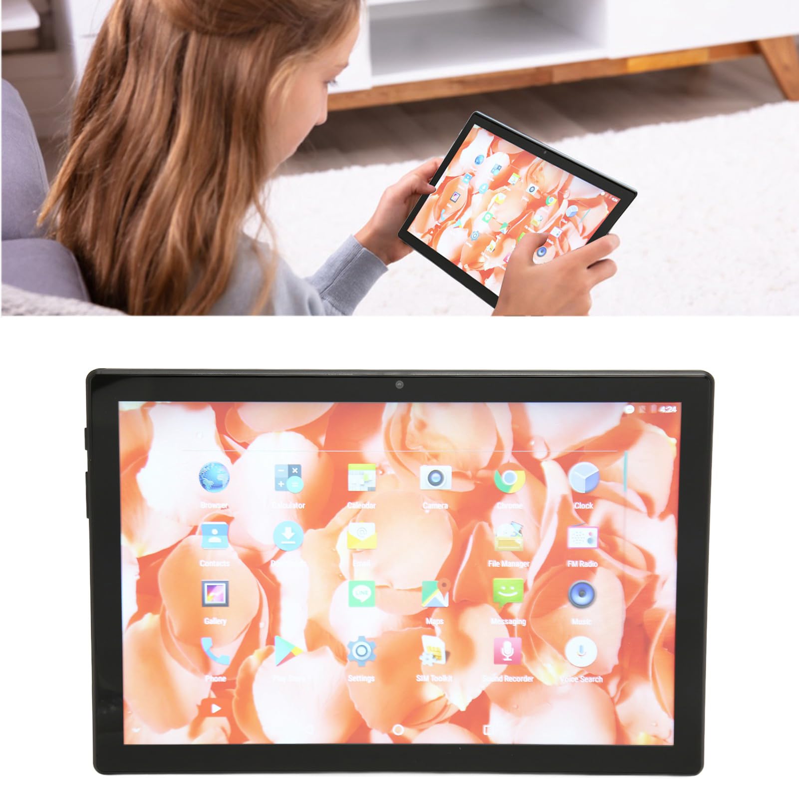 10.1 Inch Tablet with Fast Charging Support 100-240V Dual Speakers 4G Network 5.0 Tablet 12 for Business (US Plug)