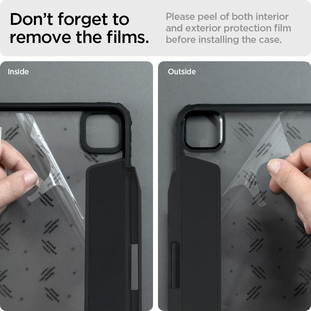 Spigen Ultra Hybrid Pro Designed for iPad Pro 11 inch Case M2 4th Generation (2022) / 3rd Generation (2021) / 2nd Generation (2020) / 1st Generation (2018) / Transparent Back and Pencil Holder - Black
