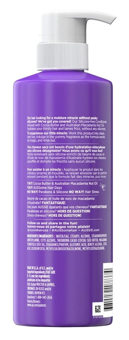 Aussie Conditioner Miracle Coils 16 Ounce (Silicone Free) Pump (473ml) (Pack of 3)