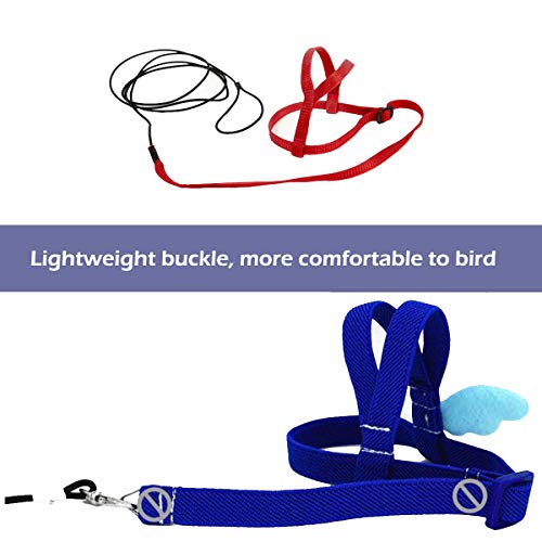 SZSJBK Bird Harness, Adjustable Parrot Nylon Leash with Anti-bite Design for Outdoor Activities Training, Suitable for Eastern Bluebonnet Parrot, Cockatoo, Parakeet, Doves 6.2ft (S)