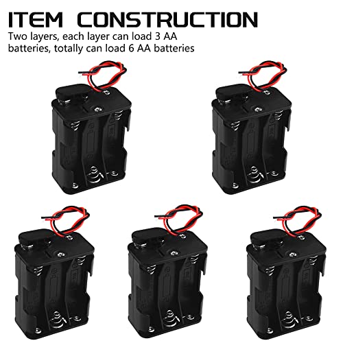 WMYCONGCONG 5 Pack 6 x 1.5V AA Battery Holder with Connector and Hard Plastic Housing T Type Wire (6AA)