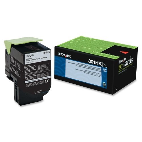 Lexmark International, Inc - Lexmark 801Hk Black High Yield Return Program Toner Cartridge - Black - Laser - 4000 Page - 1 Each "Product Category: Print Supplies/Ink/Toner Cartridges"