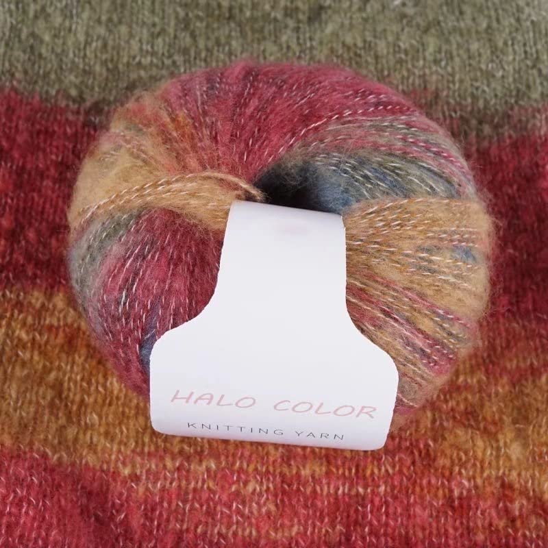 30G/Ball Soft Mohair Crochet Yarn Fine Thread Gradient Dyed for Knitting Hat Scarf DIY Hand Weaved Supplies (Color : B)