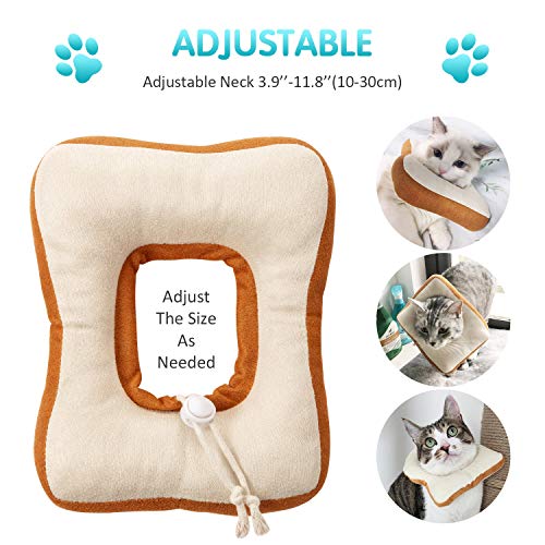 Frienda 2 Pieces Adjustable Cat E-Collar Cat Elizabeth Collar Cute Toast Neck Cone Collar Adjustable Cat Cone Collar with Soft Edge for Kitten and Cats