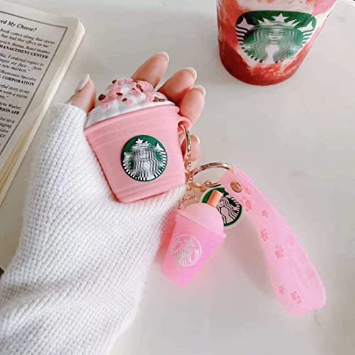 3D Cute Funny Cool Kawaii Fashion Ice Cream Cup for Airpods 2 & 1 Charging Case Pink