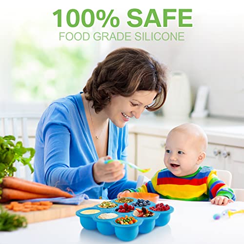 4 Pack Baby Food Storage Containers 9 Cup Silicone Baby Food Freezer Tray with Lid Stackable Reusable Freezer Storage Tray for Ice Breast Milk Homemade Baby Food Vegetable Fruit Puree