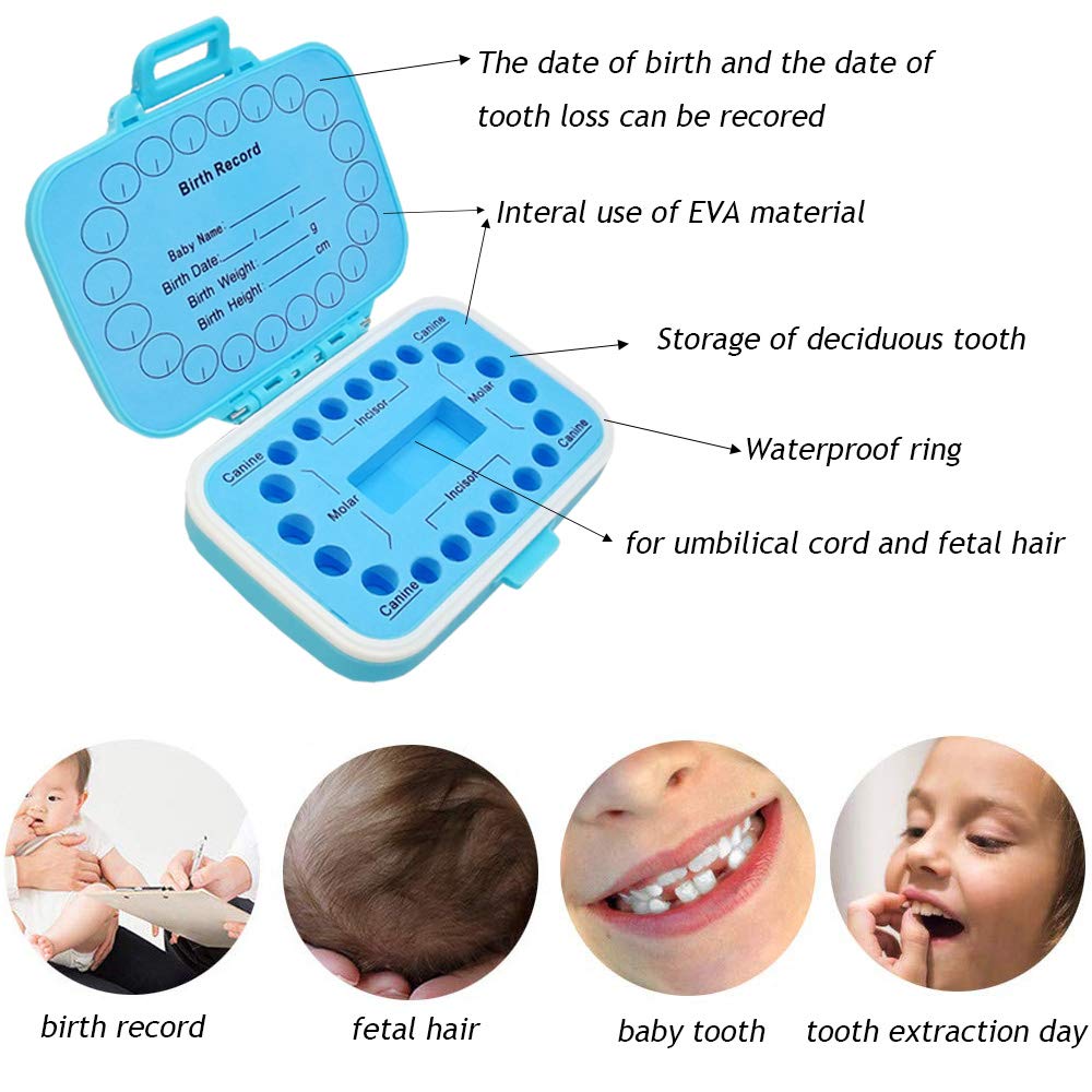 Baby Tooth Fairy Keepsake Box Kids Teeth Storage Box Tooth Holder Organizer with a Tweezers Kids Gift for Baby Shower Christmas Birthday Keep The Childhood Memory(Blue)