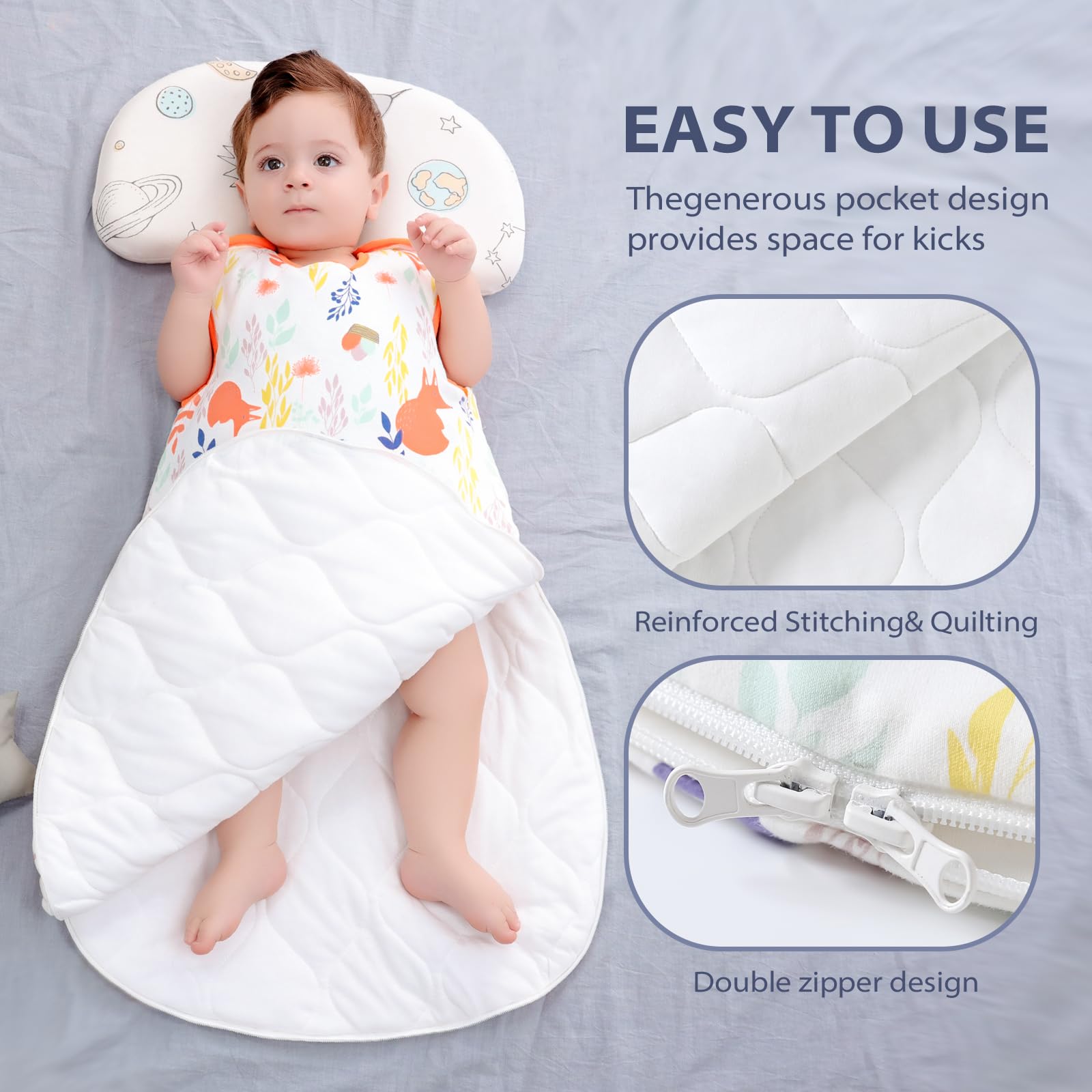 Mosebears Sleep Sack Baby Wearable Blanket with 2-Way Zipper,2.5 TOG Cotton Sleep Sack Unisex (Red Fox, 18-24 Months)