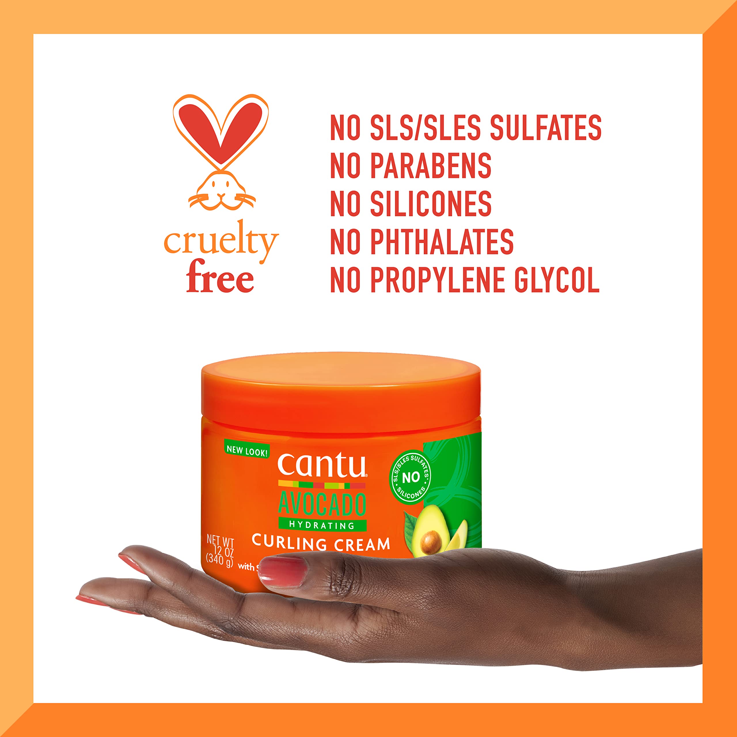 Cantu Avocado Curling Cream with Shea Butter, Mango Butter, & Coconut Oil, 12 Ounce