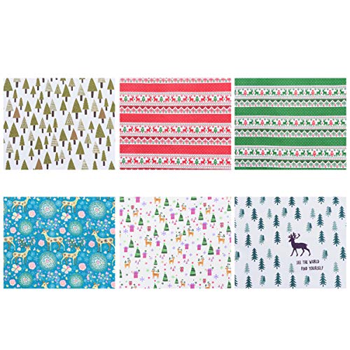 Healifty Fabric 6pcs Christmas Fabric Cotton Fabric Bundle Squares Patchwork Cloth Quilting Fabric Cloth for DIY Christmas Wreath Doll Dress Coaster Sewing Quilting 40x50cm Linen Fabrics
