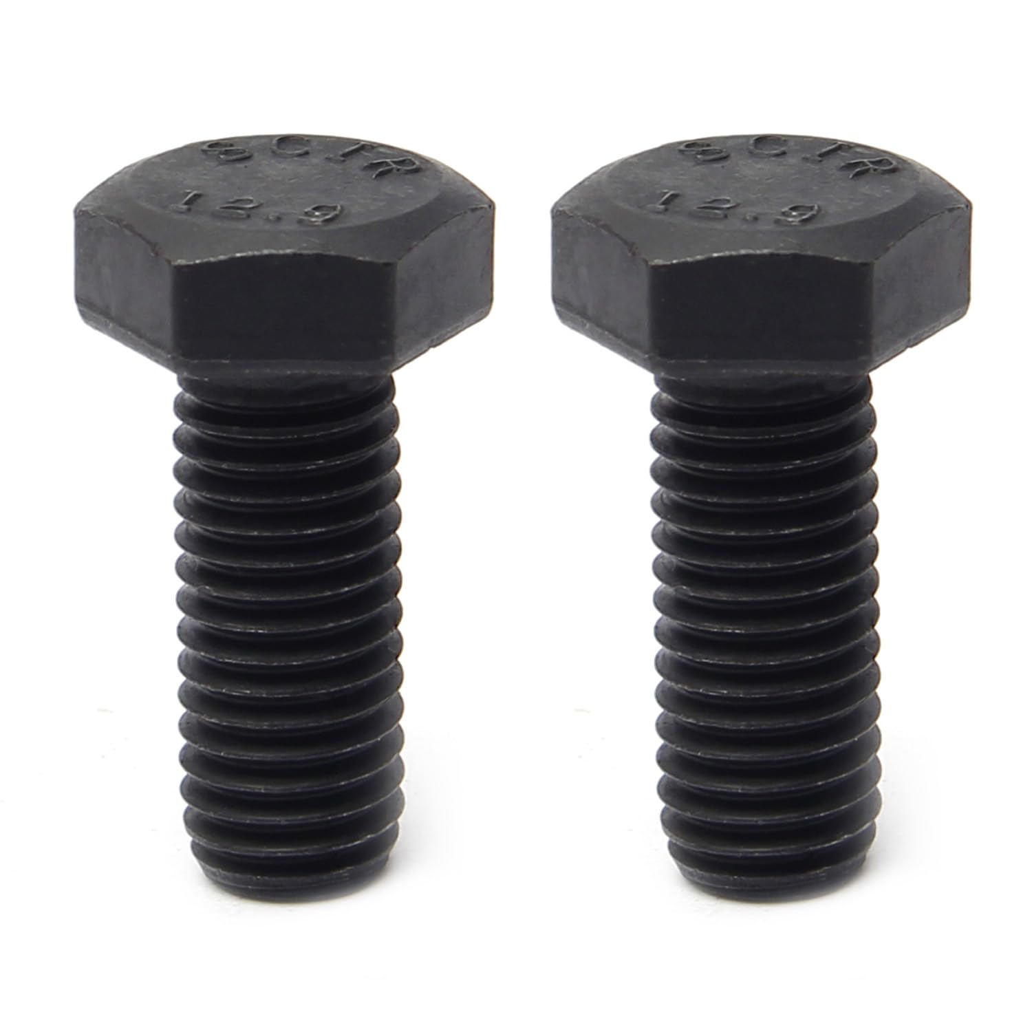 MroMax 2Pcs M12 x 30mm Left Hand Hex Bolt, Carbon Steel Grade 12.9, Black Oxide Finish, Full Thread, Hexagon Head Bolts for Furniture Repair