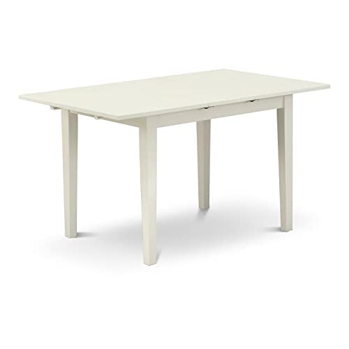 East West Furniture Dining Room NFT-LWH-T Modern Kitchen Table Rectangular Tabletop and 53.5 x 31.5 x 29-Linen White Finish