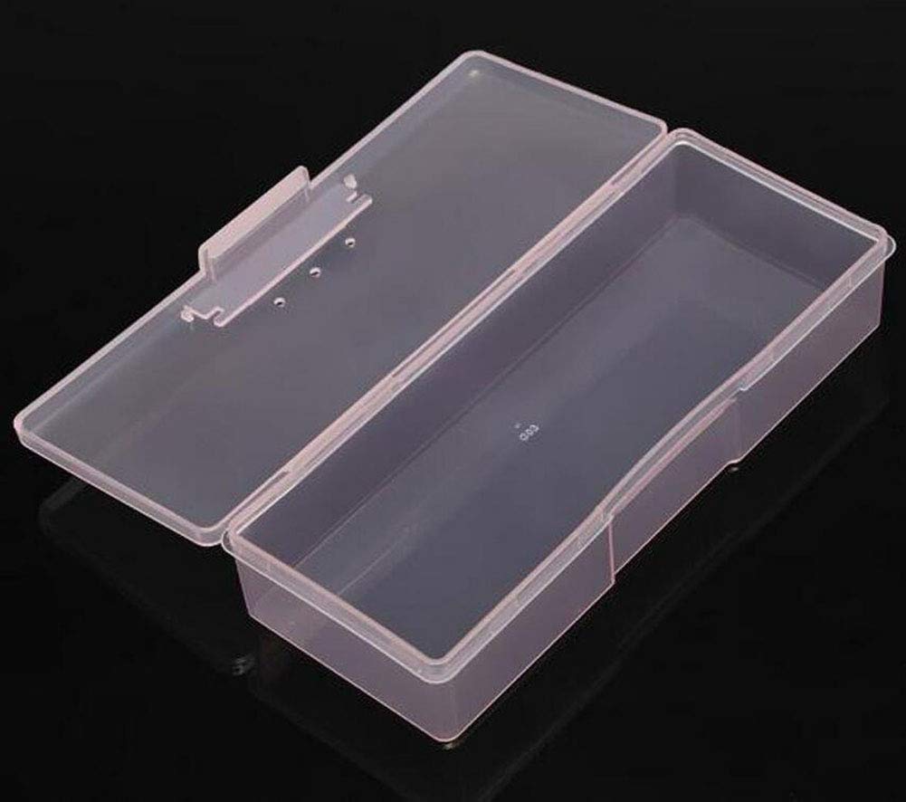 2 Pcs Plastic Transparent Multifunctional Rectangular Storage Box Nail Art Tool Box Office Supplies Organizer Manicure Tool Box