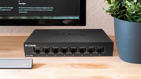 D-Link Ethernet Switch, 8 Port Gigabit Unmanaged Desktop Plug and Play Sturdy Metal Housing Fanless Design EEE Brown Box (DGS-108GL)