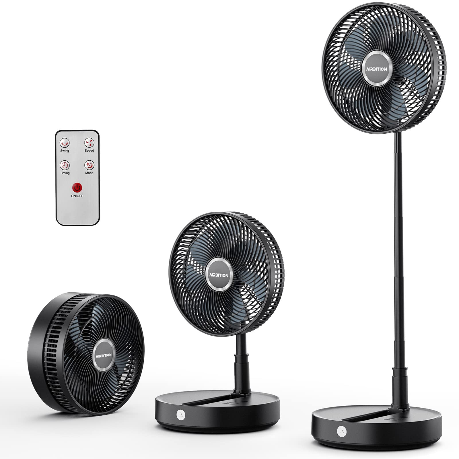 12” Battery Powered Table Fan, 10800mAh Foldaway Fan with Remote Control Night Light Timer, Portable Oscillating Fan for Home, Camping, Travel, Hurricane