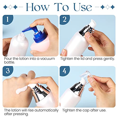 EOPER Airless Pump Jars 100ML, 3 Pieces Empty Refillable Cosmetic Air Pump Jars Bottles Airless Lotion Cream Sample Containers Makeup Vials Accessories Leak-Proof DIY Travel, Pearly White