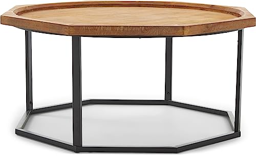 Amazon Brand – Stone & Beam Aire Rustic Octagonal Fir Wood Coffee Table, 39.5"W, Black & Natural