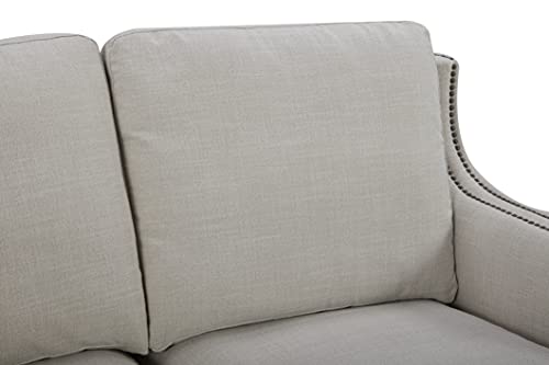 Amazon Brand β Stone & Beam Hina Classic Sofa Couch with Nailhead Trim, 87"W, Cream