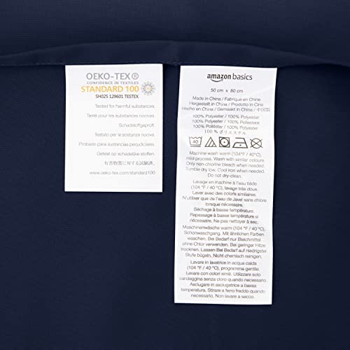 Amazon Basics Microfiber Pillowcase, Set of 2, Navy Blue, 31.5" L x 19.7" W