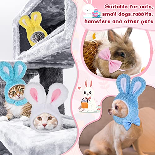 20 Pcs Easter Costume Set Bunny Ears Costume for Dogs Cats 10 Bunny Rabbit Hat with Ears Bunny Ears Pet Headband 10 Bowtie Collar Hats for Cats Small Dogs Costume Accessory