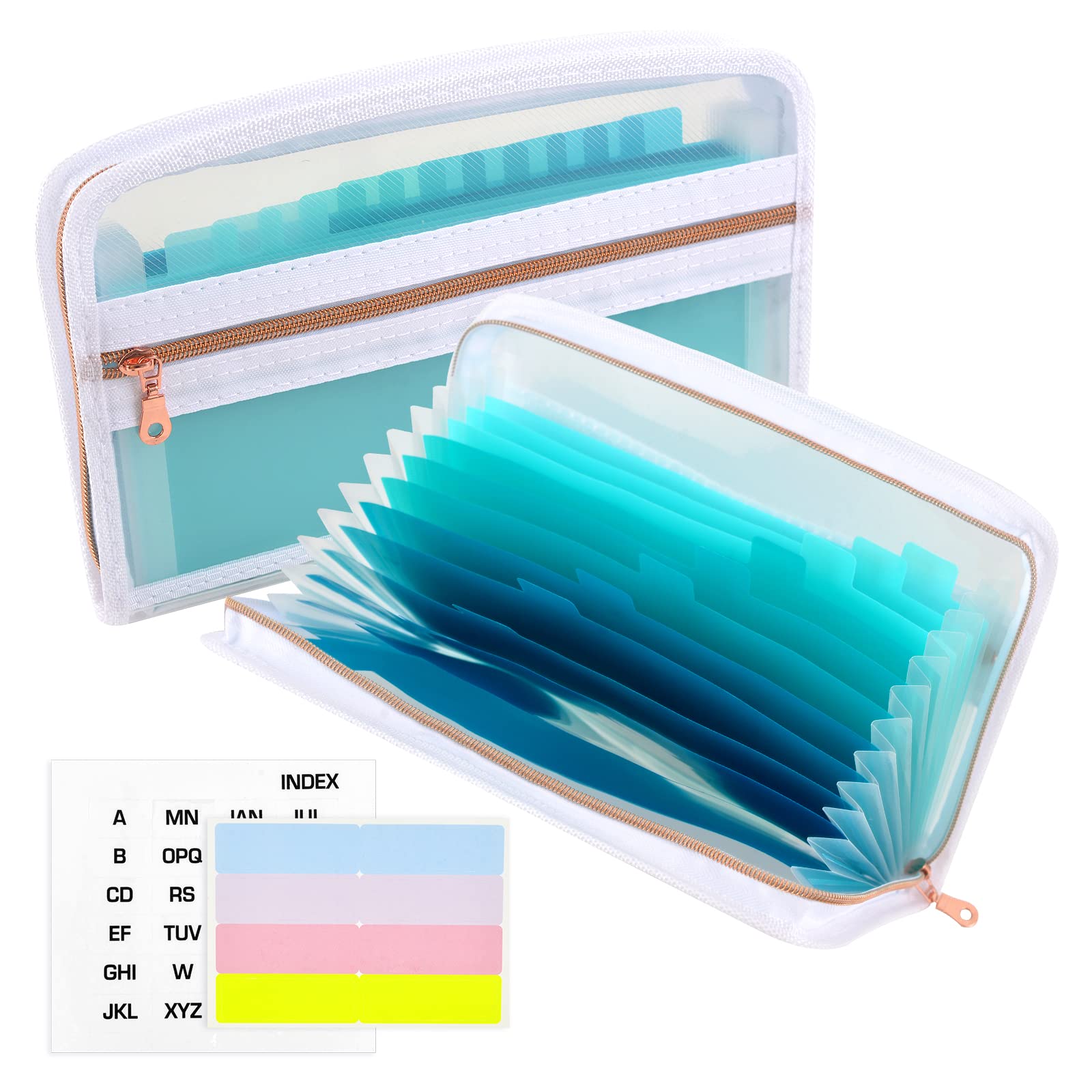 13 Pocket Coupon Receipet Teal Junior Size Accordion Folder 11 x 7 inch Expanding File Folders Zipper Closure Small Organizer Receipt File Folders for Purse Cars Checks Tickets Tax Item Pay Bill