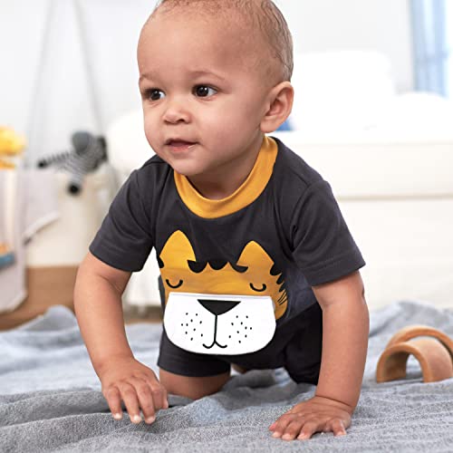 Gerber Baby Boys' 2-Pack Rompers, Grey Tiger, 3-6 Months