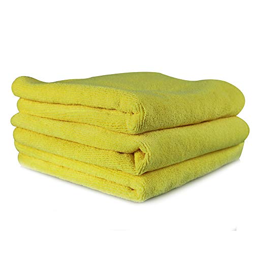 Chemical Guys MICYELLOW03 Workhorse Professional Microfiber Towel, Yellow (Safe for Car Wash, Home Cleaning & Pet Drying Cloths) 16" x 16", Pack of 3