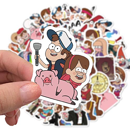 Funny Cartoon Stickers for Travel Case, | 50 PCS | Vinyl Waterproof Stickers for Teen Kid Laptop,Skateboard,Water Bottles,Computer,Phone,Luggage (Gravity Falls)