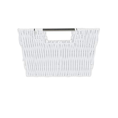 Simplify 3 Pack Set Woven Baskets with Handles, for Storage, Blankets, Toys, Books, Ideal for Home, Office, Dorm, Playroom, Closet, in White 3 Piece Rattan Tote