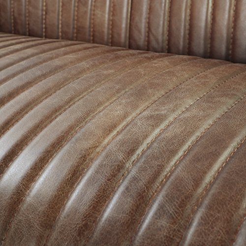 ACME FURNITURE Brancaster Retro Brown Top Grain Leather and Aluminum Loveseat