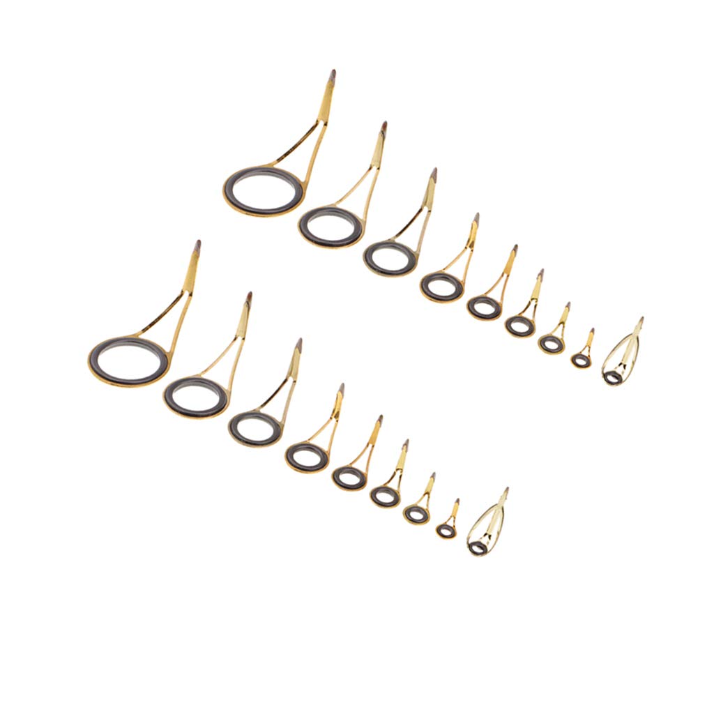 18 Pieces Fishing Rod Guides Tip Set for Rod Building Repair Kit 9 Sizes
