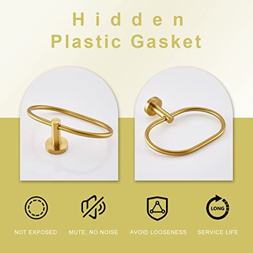 Bath Towel Ring Brushed Gold, APLusee 304 Stainless Steel Swivel Hand Towel Holder Dry Rack Near The Sink, Modern Bathroom Accessories