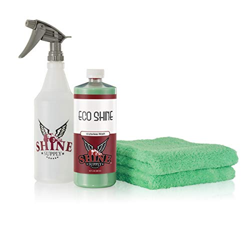 ECO Shine Waterless Wash Concentrate Kit (Dilute to Make 4 GALLONS Worth of Waterless Vehicle Wash!) - Spray Wash for Detailing/Maintenance: Cars, Boats, Motorcycles, RVs, UTVs - Just Spray and Wipe!