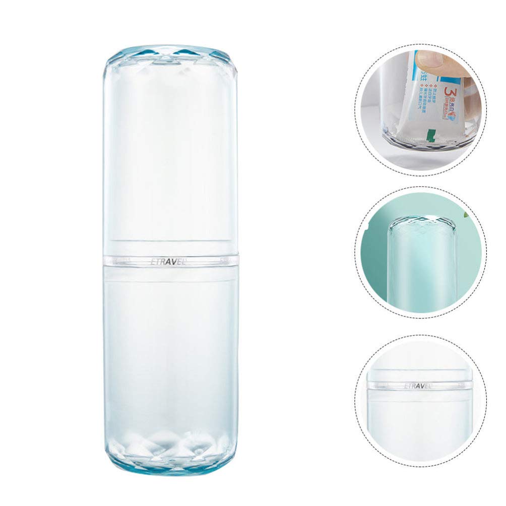 DOITOOL Travel Toothbrush Case Clear Plastic Toothbrush Toothpaste Holder Container Portable Toothbrush Cup Organizer Travel Washing Cup for Camping Travel Business Blue