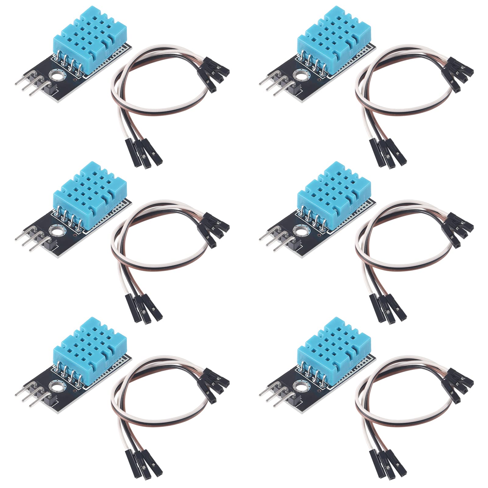 6pcs DHT11 Temperature Humidity Sensor Module Digital Temperature Humidity Sensor 3.3V-5V with Wires, Humidity Measure Range 20%-95% Temperature Measure Range 0-50β