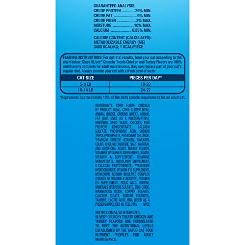 9Lives Crunchy Cat Treats, Chicken & Turkey Flavor, 2.1 Ounce Bag (Pack Of 12)
