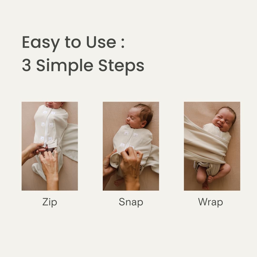 embe Baby Eczema Sleep Aid Sleeper Sack for Babies 0-3 Months, 6-14 lbs | Swaddle With Fold Over No Scratch Mittens Attached | No Scratch Sleeves Baby - [Sand]