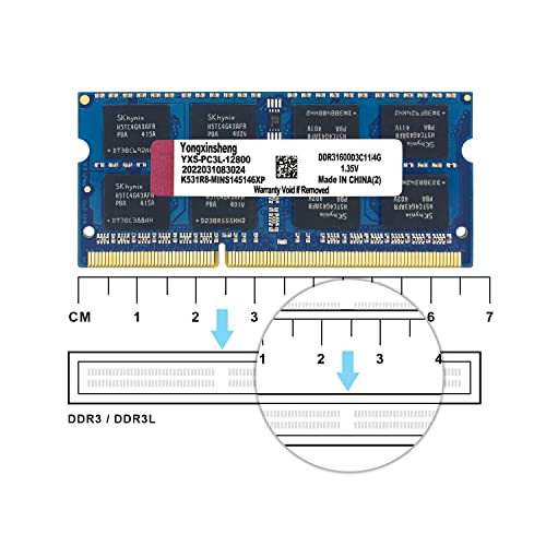 Yongxinsheng DDR3 / DDR3L 8GB Kit (4GBx2) Laptop RAM 1600MHz PC3L/PC3-12800 SODIMM Non-ECC Unbuffered 1.35V/1.5V 2Rx8 Dual Rank 204 Pin CL11 Notebook Computer Memory Upgrade Module(Blue)