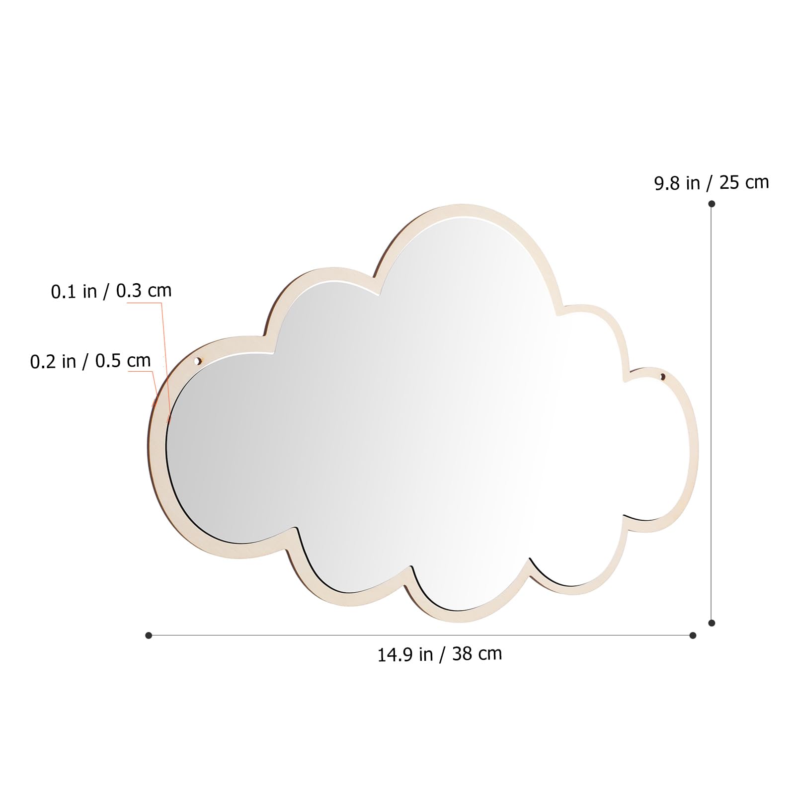 Mirror Cloud Wooden Mirror Cartoon Safety Shatterproof Mirror Wall Sticker Nordic Bedroom Nursery Decoration Mirror