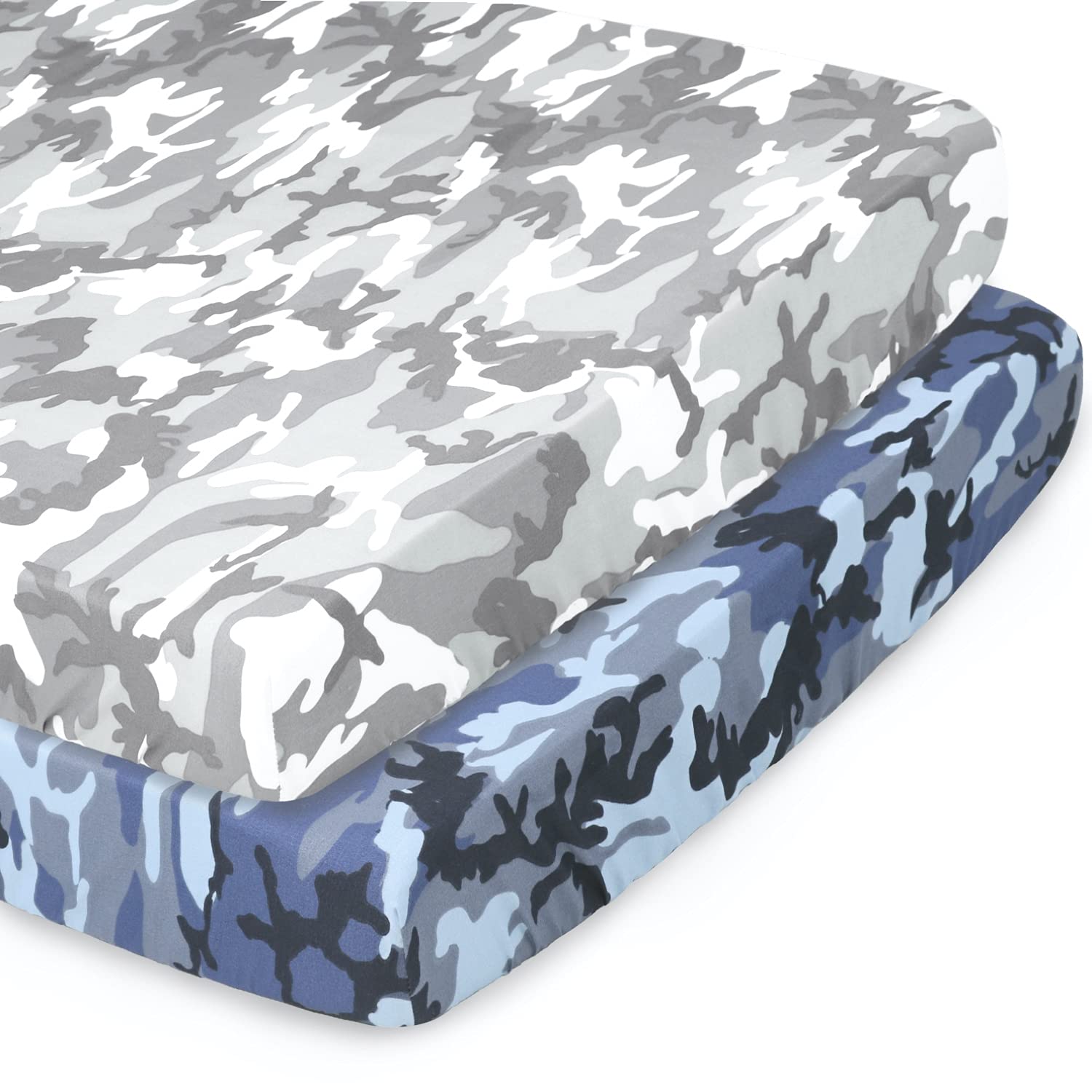 The Peanutshell 3-Pack Fitted Playard Sheets - Soft & Breathable Baby Boy Mini Crib Sheets, Pack N Play Mattress, Fits Standard Playard Pack Play Mattresses - Camo Print