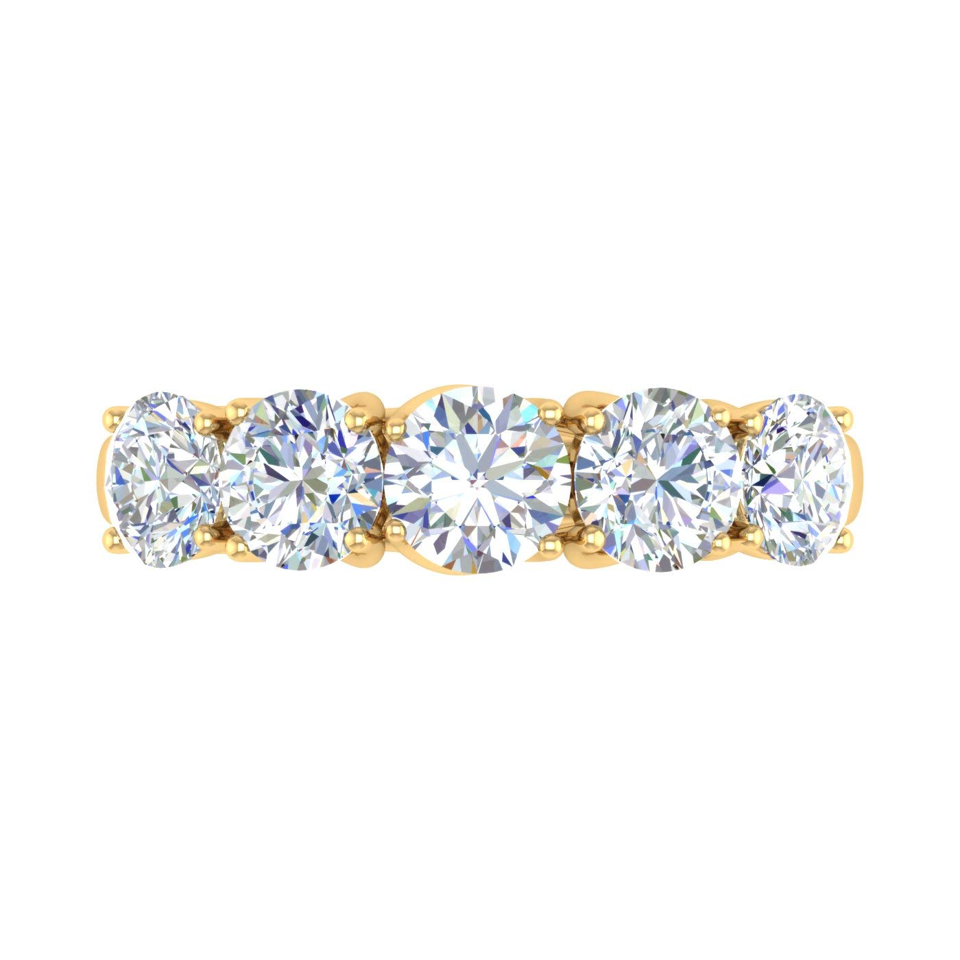 2 Carat 5-Stone Diamond Wedding Band Ring in 14K Yellow Gold (Ring Size 7.25)