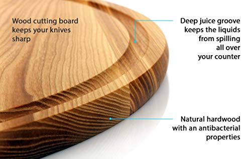 B.Brown Wood Round Cutting Board 13.5 inches Medium Cutting Board
