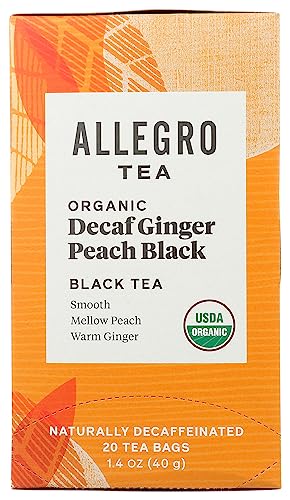 Allegro Tea, Organic Decaf Ginger Peach Black Tea Bags, 20 ct