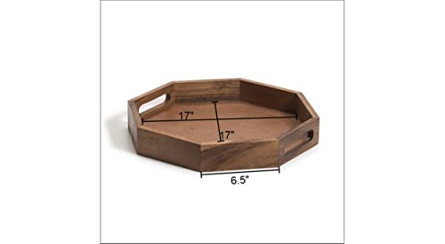 Kalmar Home Acacia Wood 17-Inch Octagon Tray