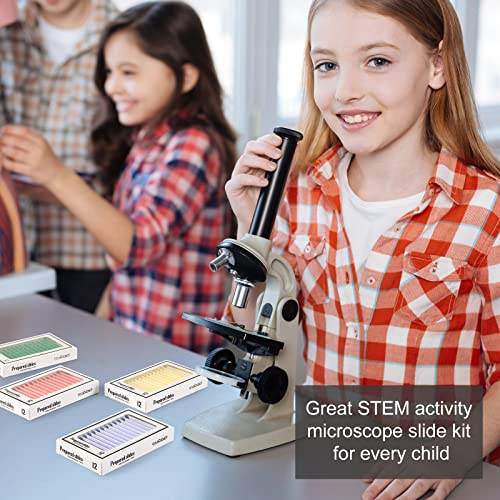 48pcs Kids Prepared Microscope Slides of Animals Insects Plants Flowers Specimens for Kids’ Microscopes