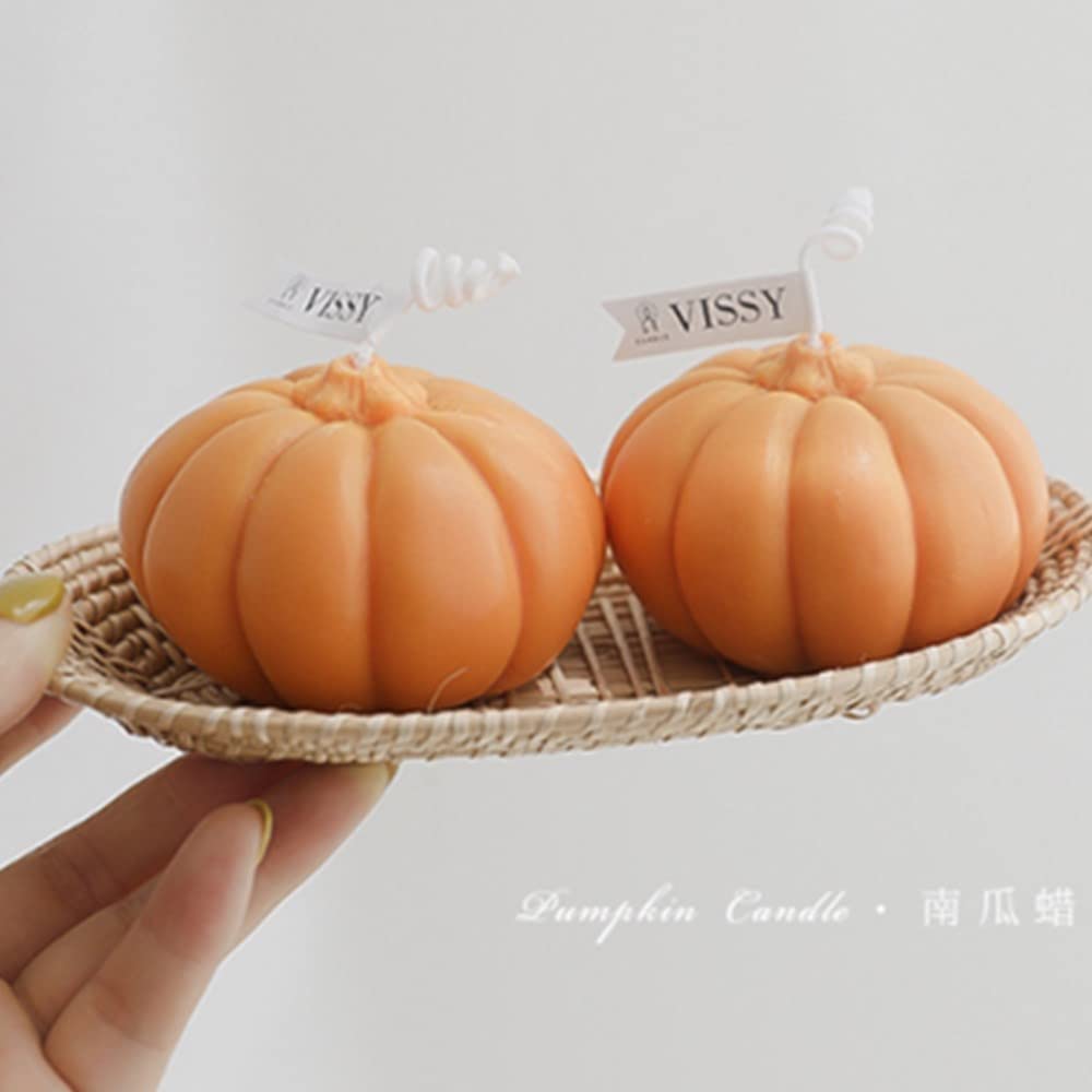 2 Pcs pumpkin scented candles , Soy Wax Scented Candle Art Decorative Handmade for Wedding Christmas Birthday Gift